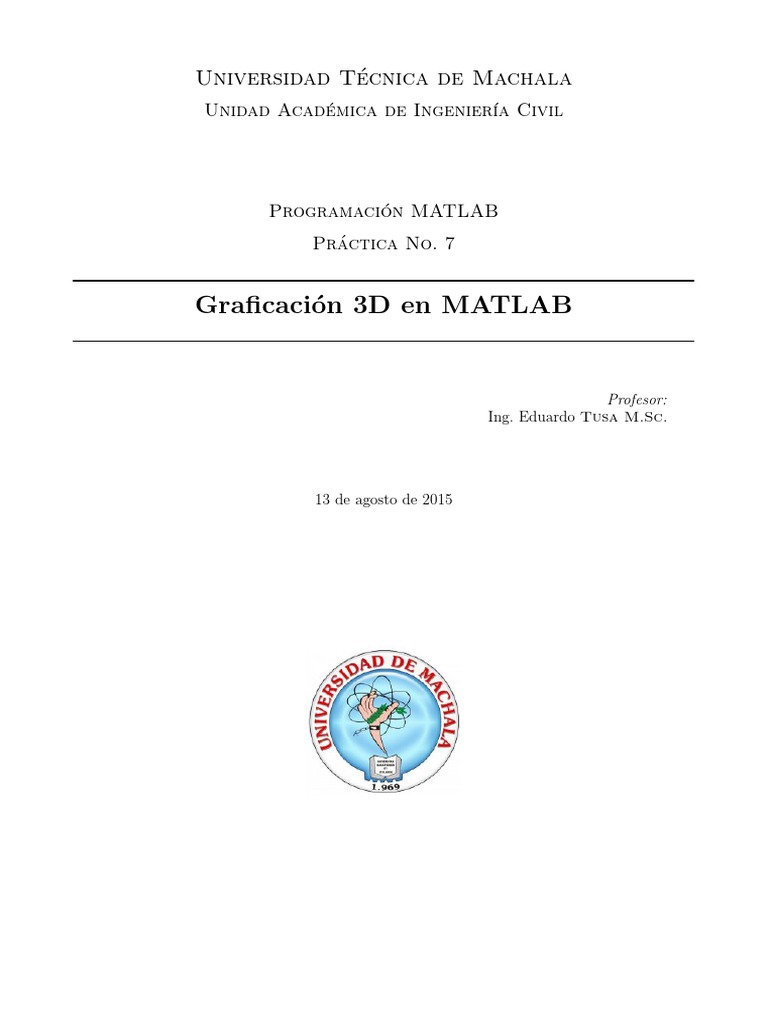 Graficación 3D en MATLAB | PDF | Enseñanza de matemática | Science
