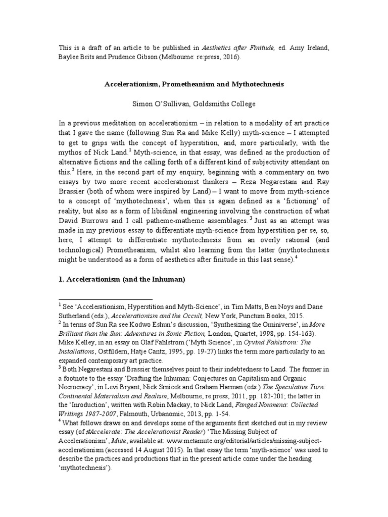 Accelerationism Prometheanism and Mythot PDF | PDF | Inference | Reason