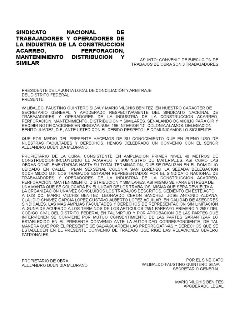 Convenio Vilchis | PDF | Política | Derecho