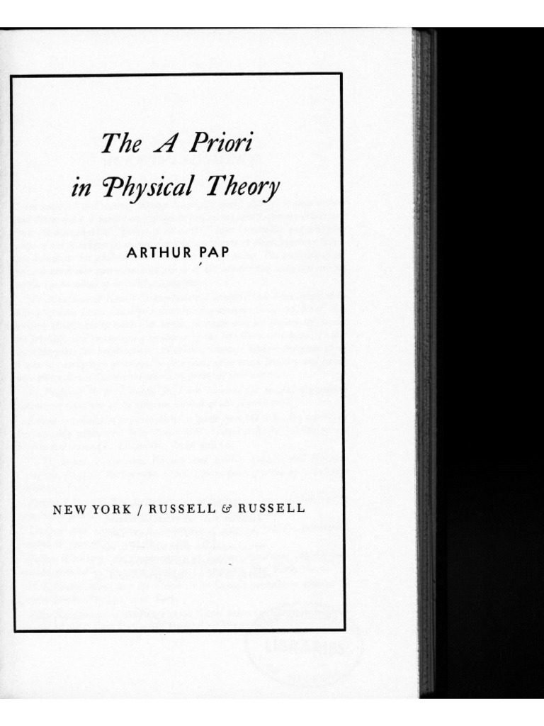 Arthur Pap The A Priori in Physical Theory | PDF | Science ...