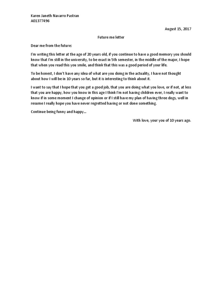 Future Me Letter | PDF