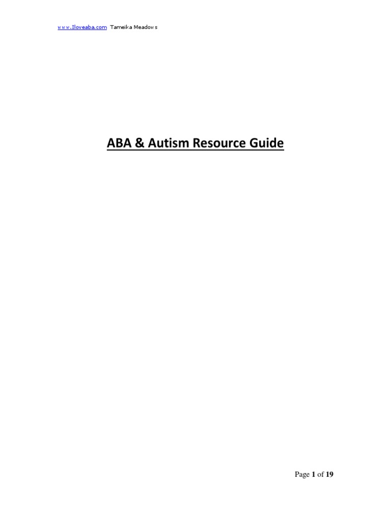 Free ABA - Autism Resource Guide | PDF | Autism | Action (Philosophy)