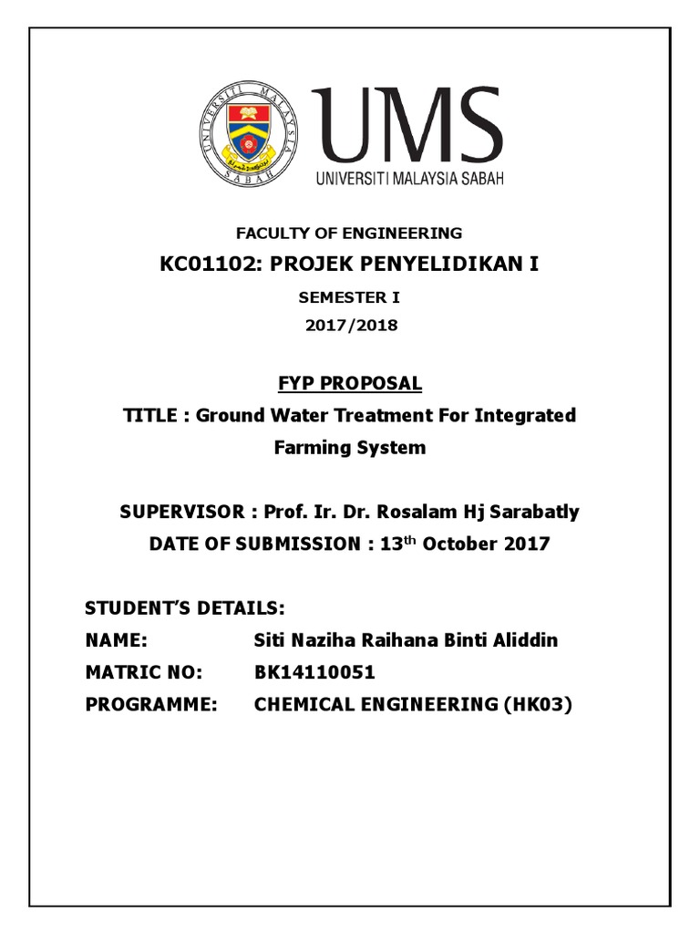 BK14110051 FYP Proposal | PDF | Filtration | Liquids