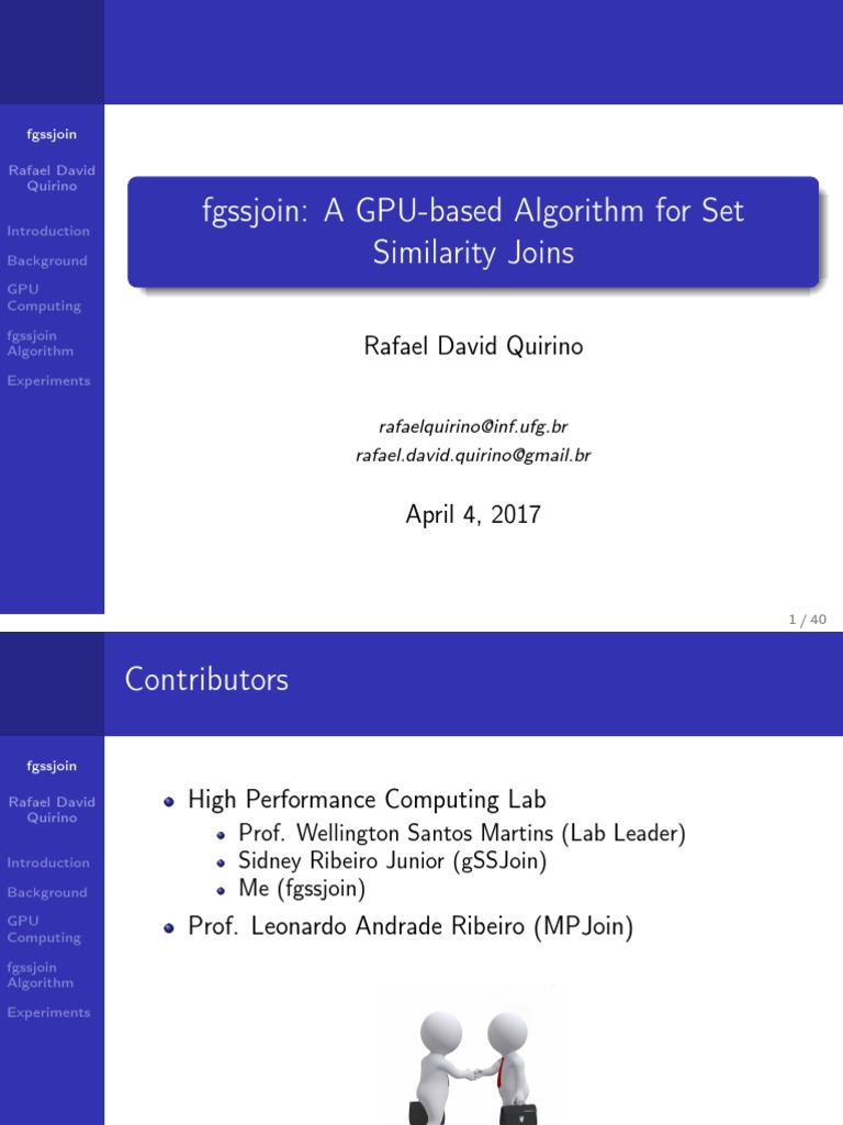 Fgssjoin: A GPU-based Algorithm For Set Similarity Joins: Rafael David Quirino | Download Free ...