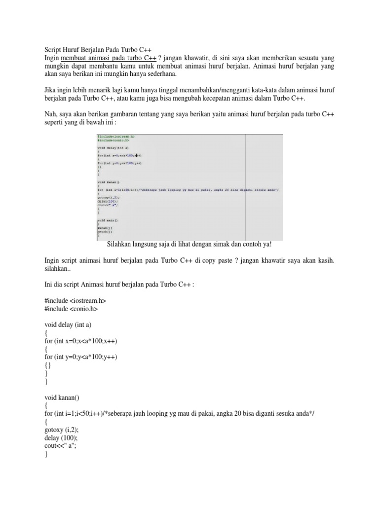 Script Huruf Berjalan Pada Turbo C | PDF
