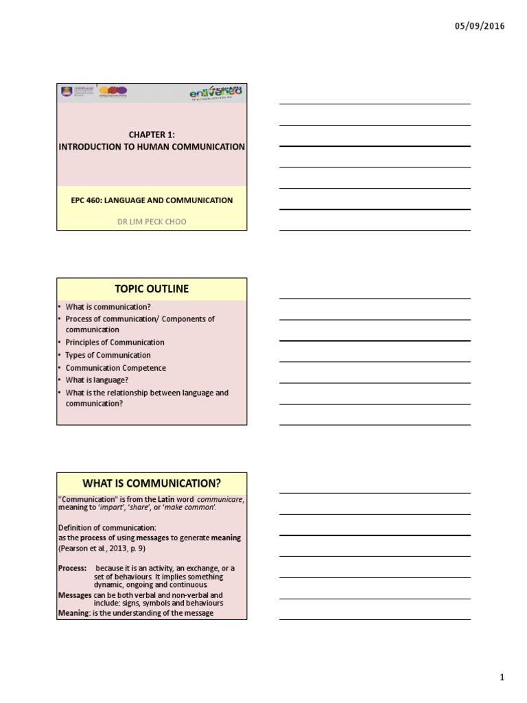 Topic Outline: Introduction To Human Communication | PDF | Nonverbal Communication | Communication