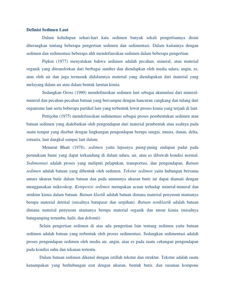 Definisi dan Proses Sedimen Laut | PDF