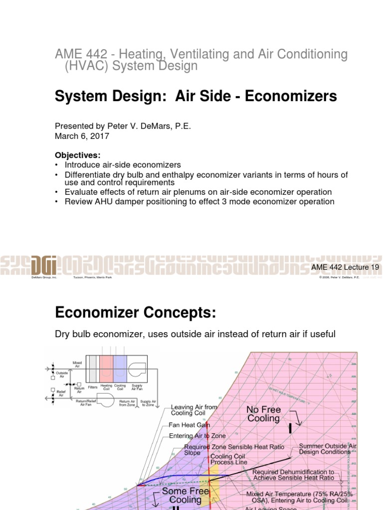 AME442 17 Lecture 19 (System Design - Air Side - Economizers) PDF | PDF ...