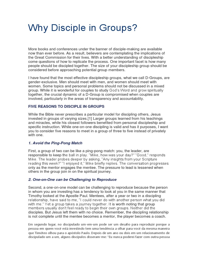 Why Disciple in Groups | PDF | Disciple (Christianity) | New Testament ...