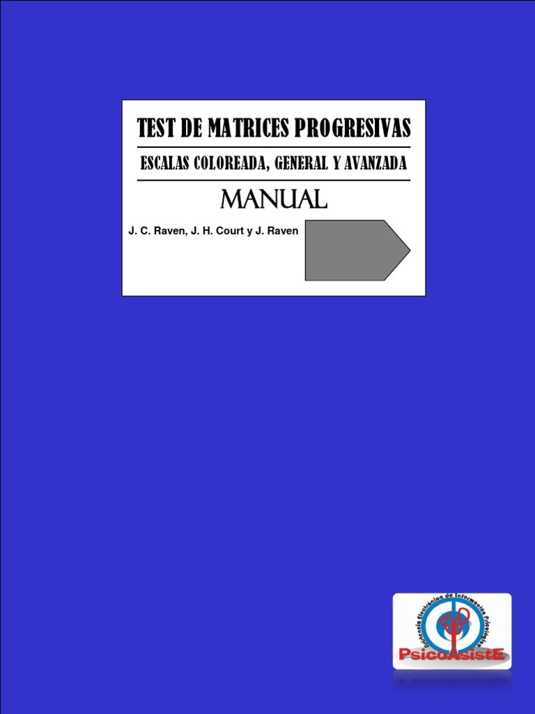 Manual Del Test de Raven Escala Coloreada | Jardín de infancia ...