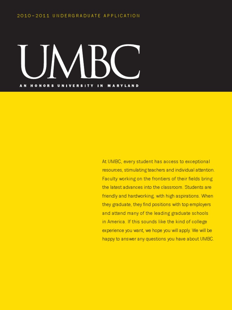 UMBC Undergraduate Admissions Guide | PDF | University And College ...