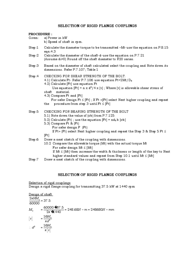 Selection of Rigid Flange Couplings: Procedure | PDF | Mechanical ...
