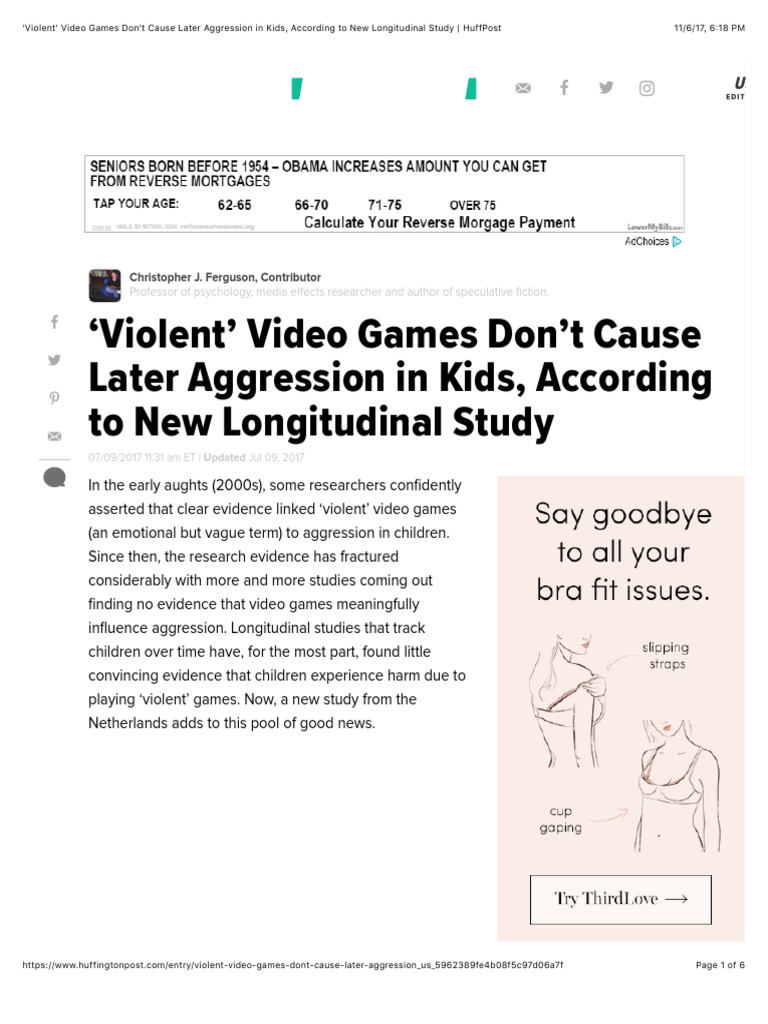 Violent' Video Games Don't Cause Later Aggression in Kids, According To ...