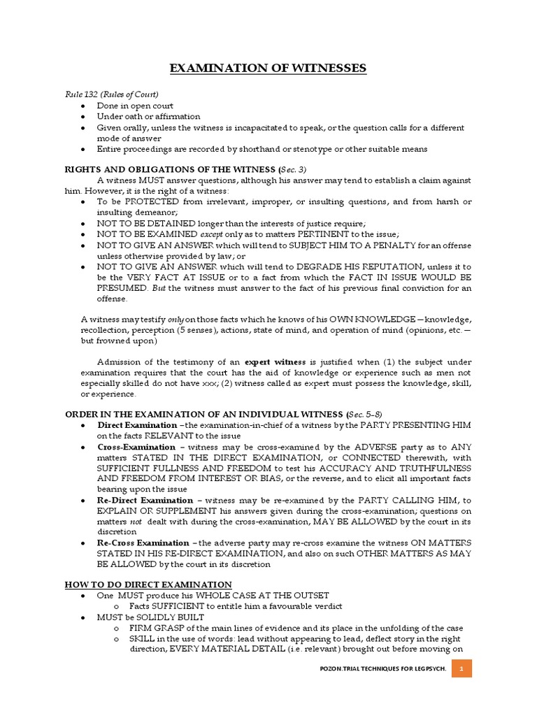 Trial Techniques | PDF | Witness Impeachment | Witness