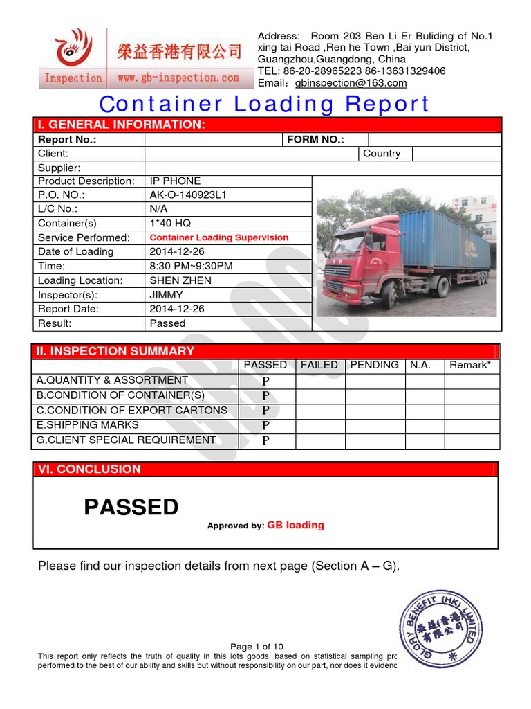 Container Loading Report | PDF | Cargo | Transport