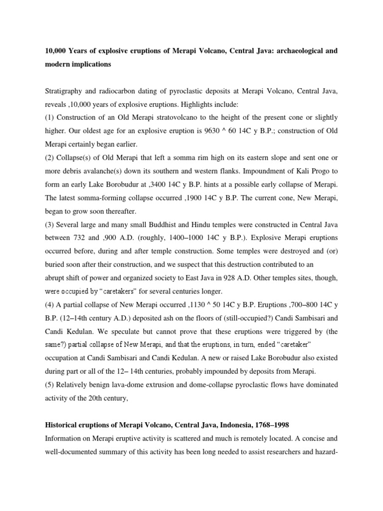 10,000 Years of Explosive Eruptions of Merapi Volcano, Central Java ...