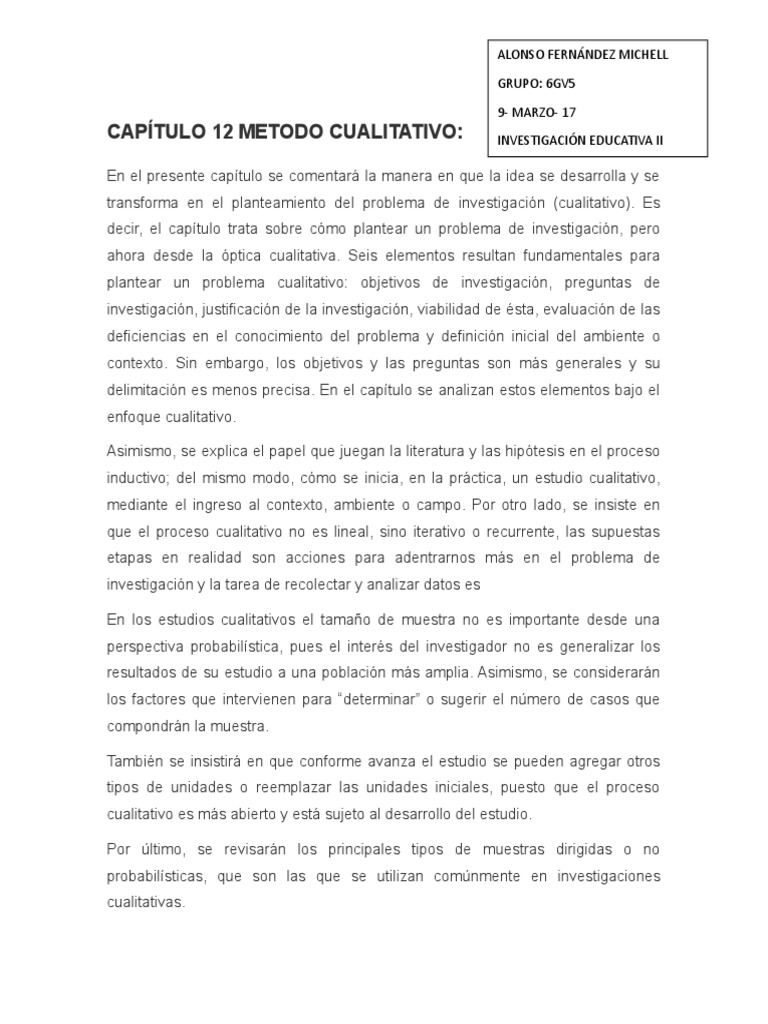 Capítulo 12 Metodo Cualitativo | PDF | Investigación cualitativa | Razonamiento inductivo