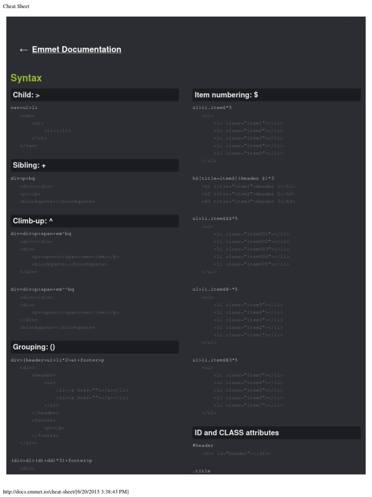 Cheat Sheet | PDF | Xhtml | Html