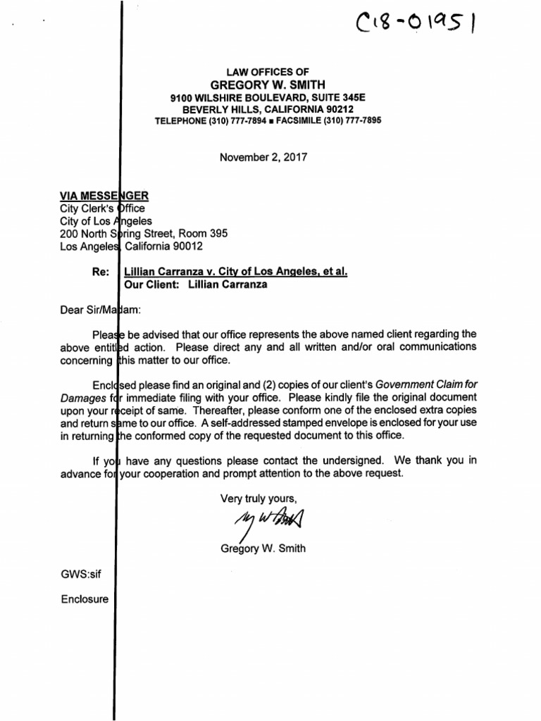 Government Claim for Damages: Carranza v. LA | PDF | Damages | Crime ...
