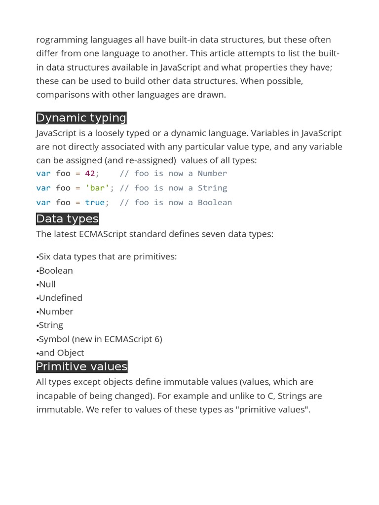 Js Data Structures Pdf Data Type String Computer Science