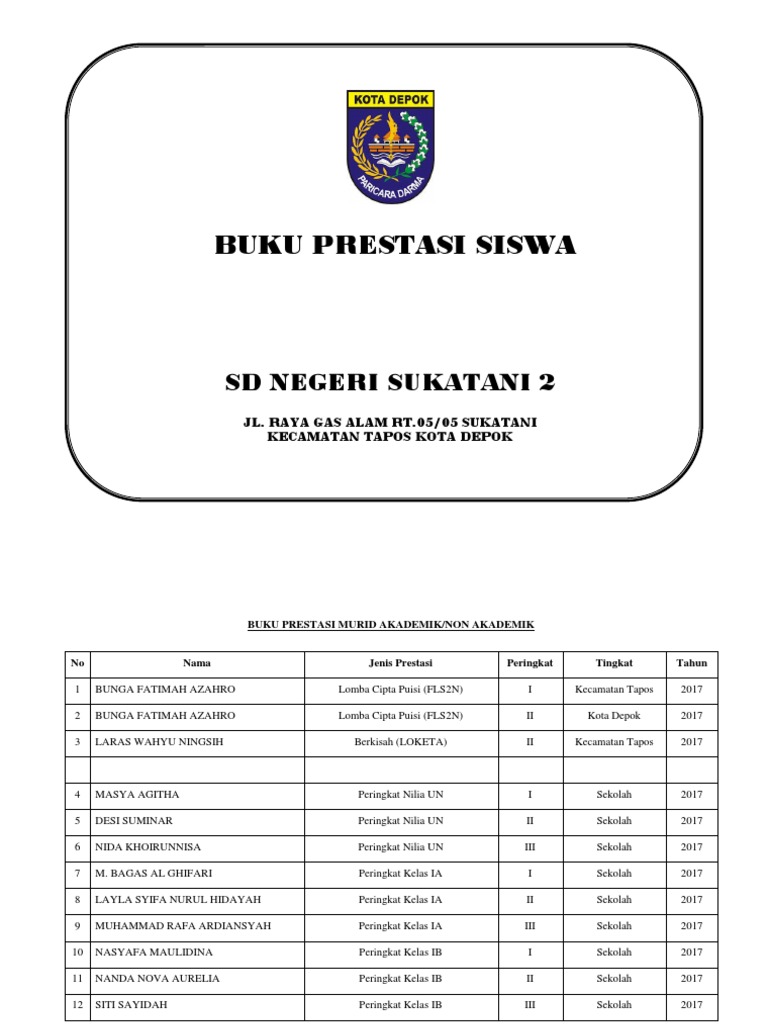 Buku Prestasi Siswa Akademik | PDF