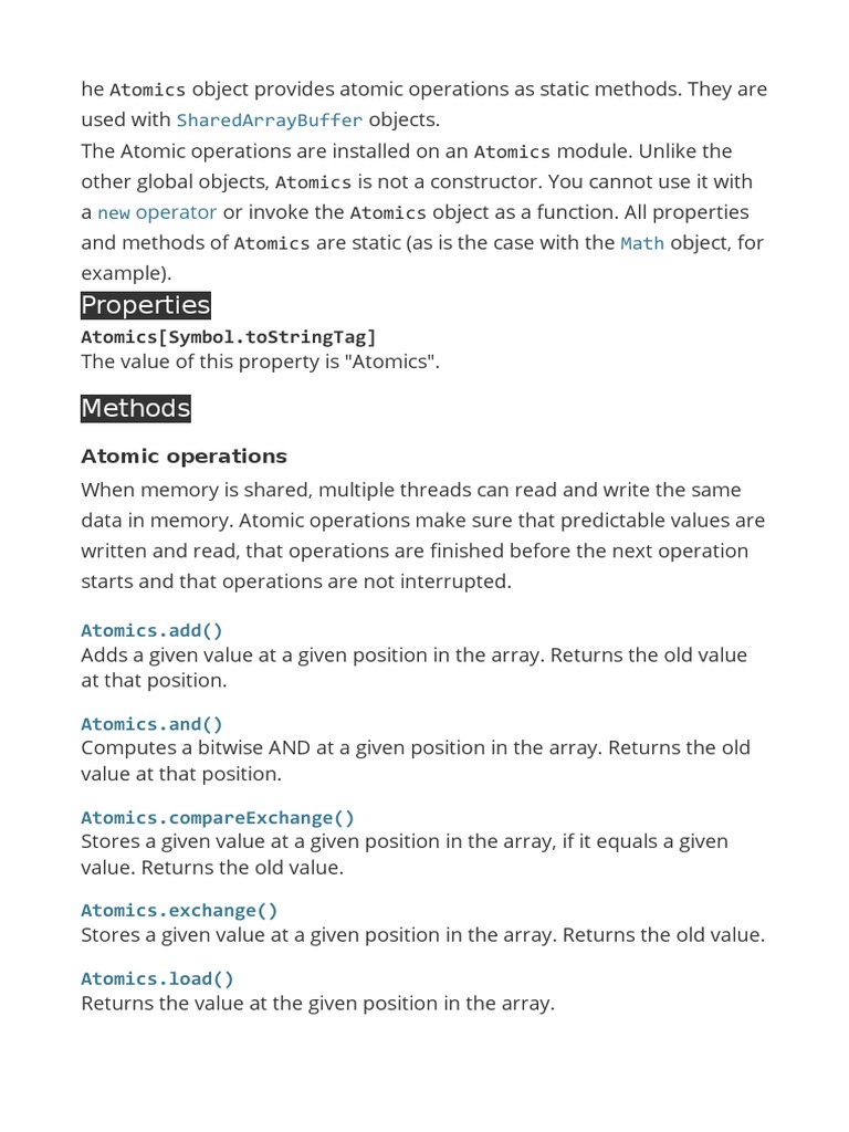 Js Atomics Pdf Method Computer Programming Array Data Structure 5685