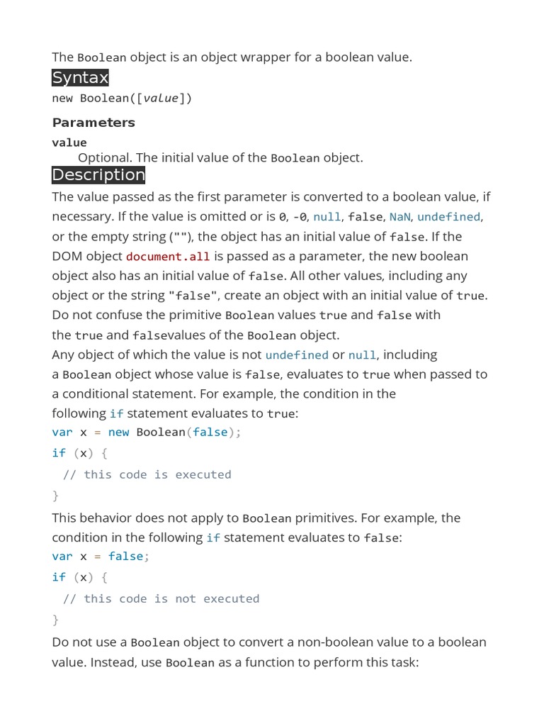 Syntax Parameters Value Pdf Boolean Data Type Constructor Object Oriented Programming