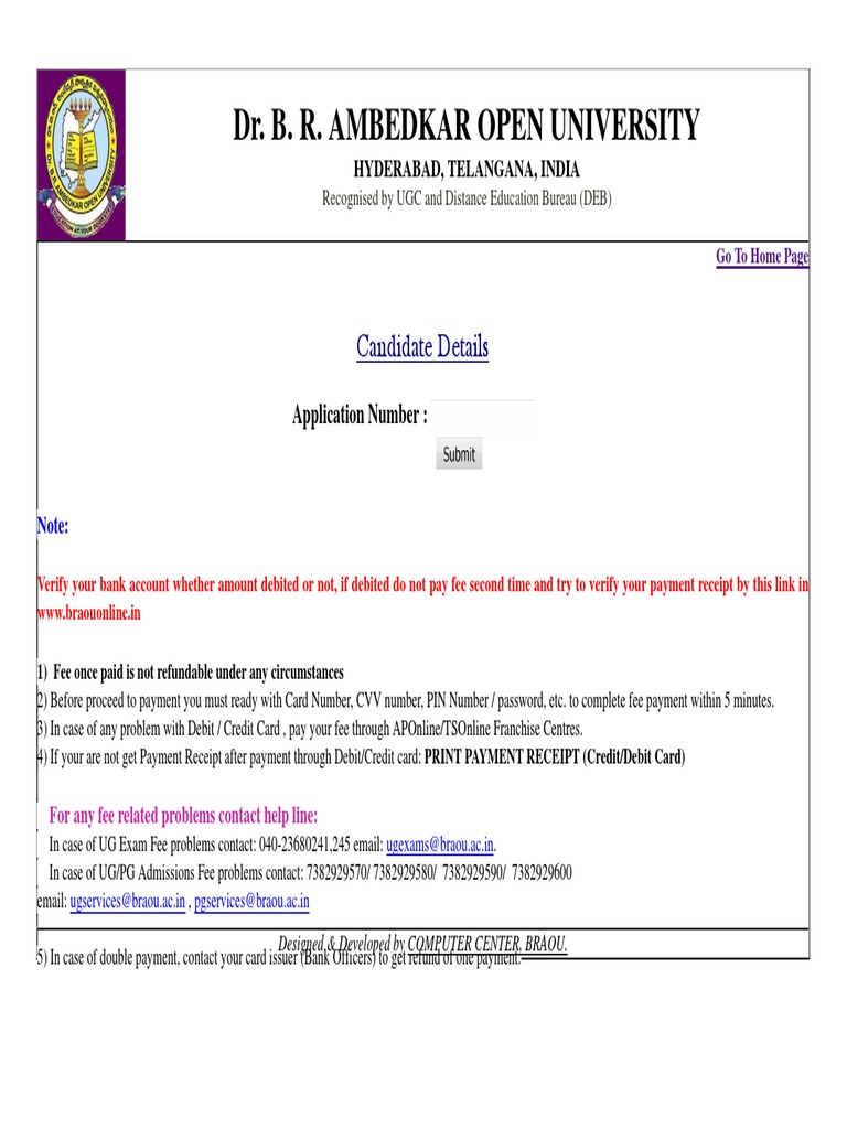 Braou Online Admission Portal | PDF
