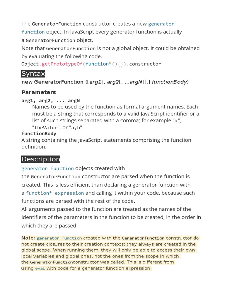 Js Generatorfunction Pdf Subroutine Constructor Object Oriented Programming 2929