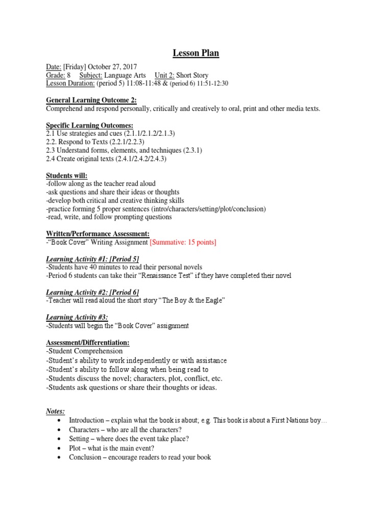 14 Lesson Plan Short Story 2 | PDF