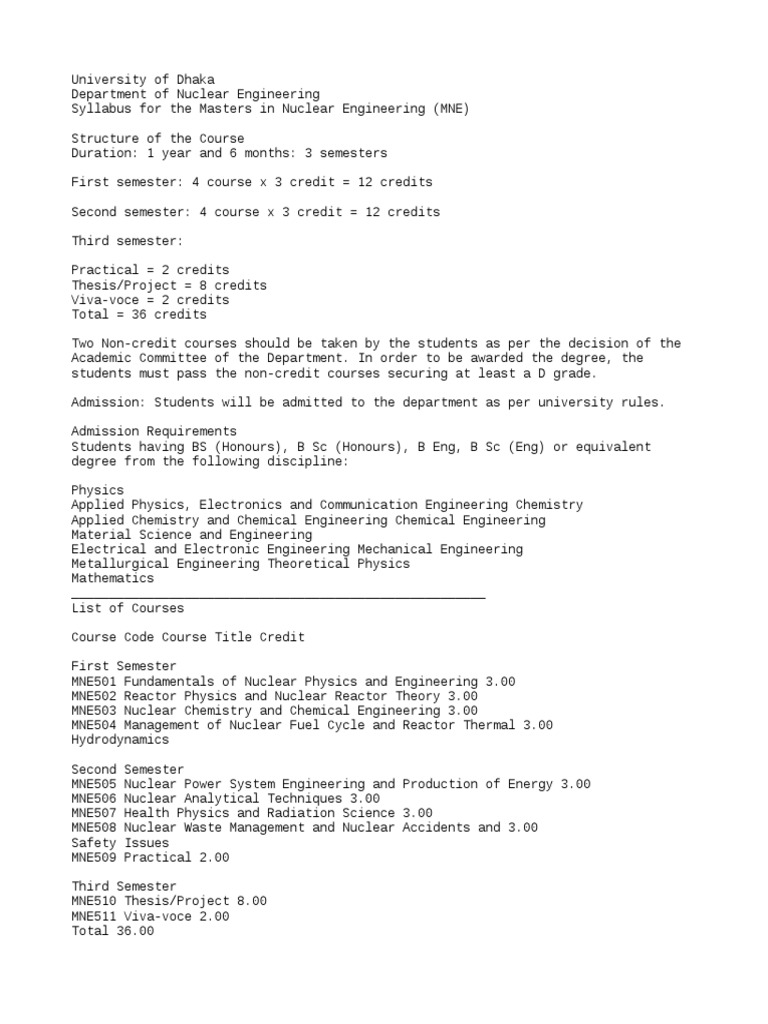 Nuclear Engineering Syllabus DU | PDF | Nuclear Physics | Nuclear Fission