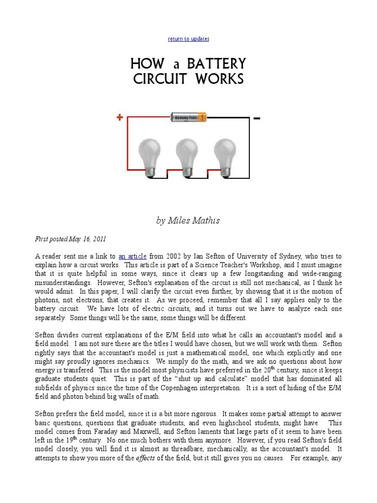 How A Battery Circuit Works | PDF | Photon | Electron