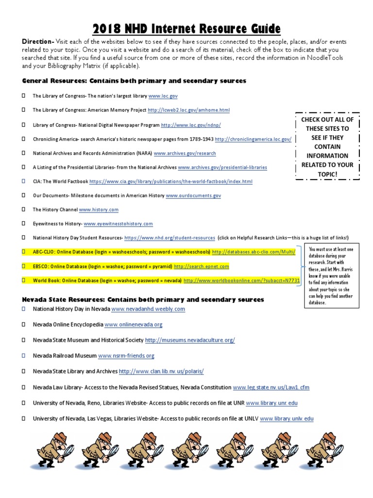 NHD Internet Resource Guide - 2018 | PDF | Nevada | National Archives ...