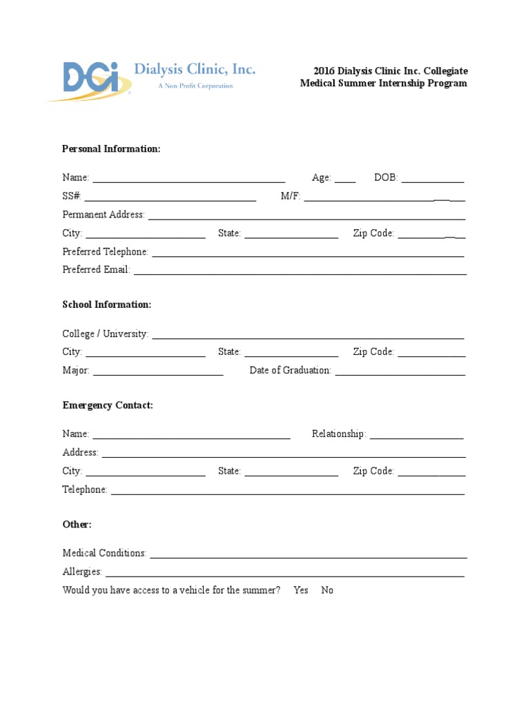 2016 DCI Internship Application | PDF