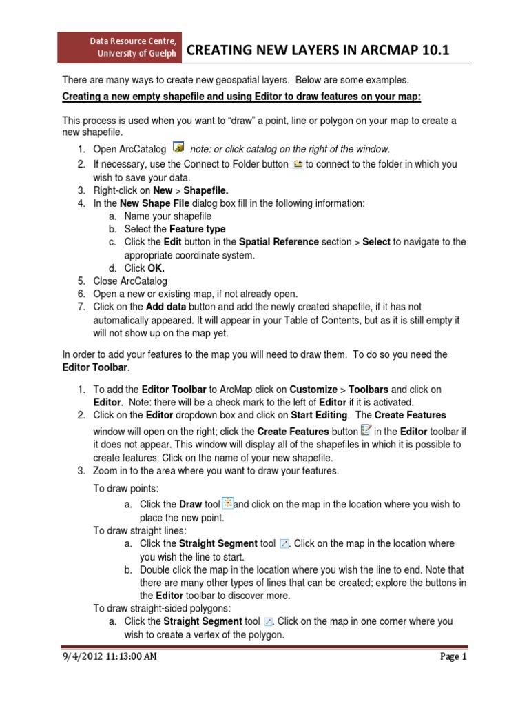 Creating New Layers in ArcMap 10.1 | PDF | Arc Gis | Information Science