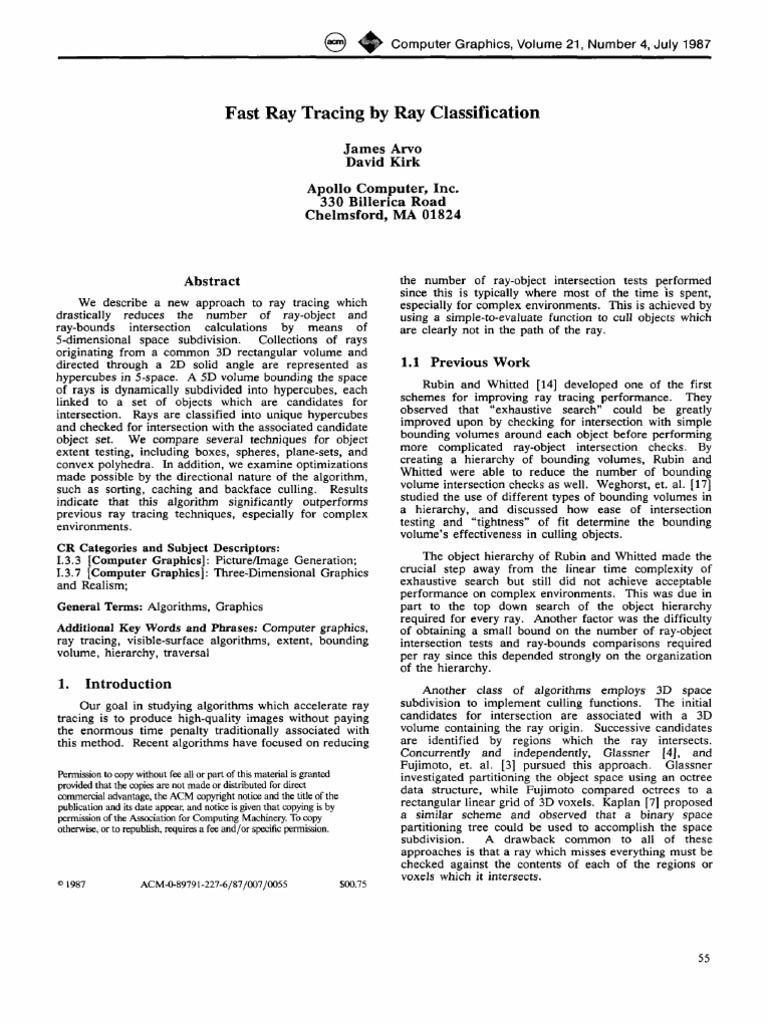 Arvo, Kirk - Fast Ray Tracing by Ray Classification | PDF | Rendering ...