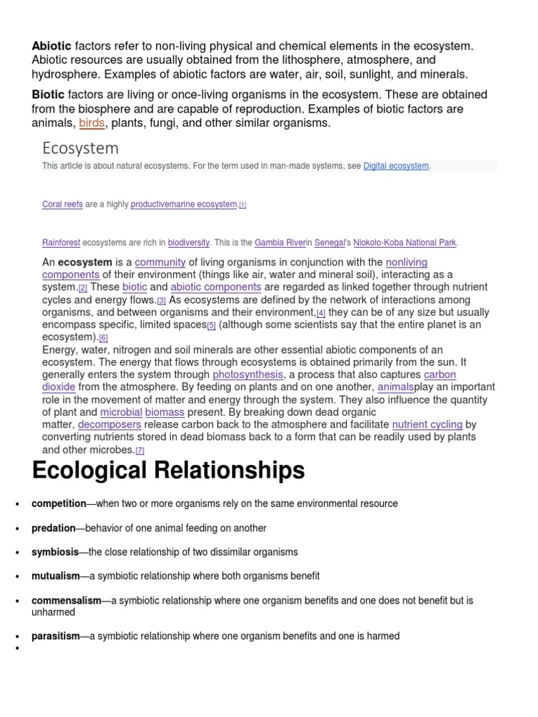 Biotic and Abiotic Factor | PDF | Ecosystem | Symbiosis