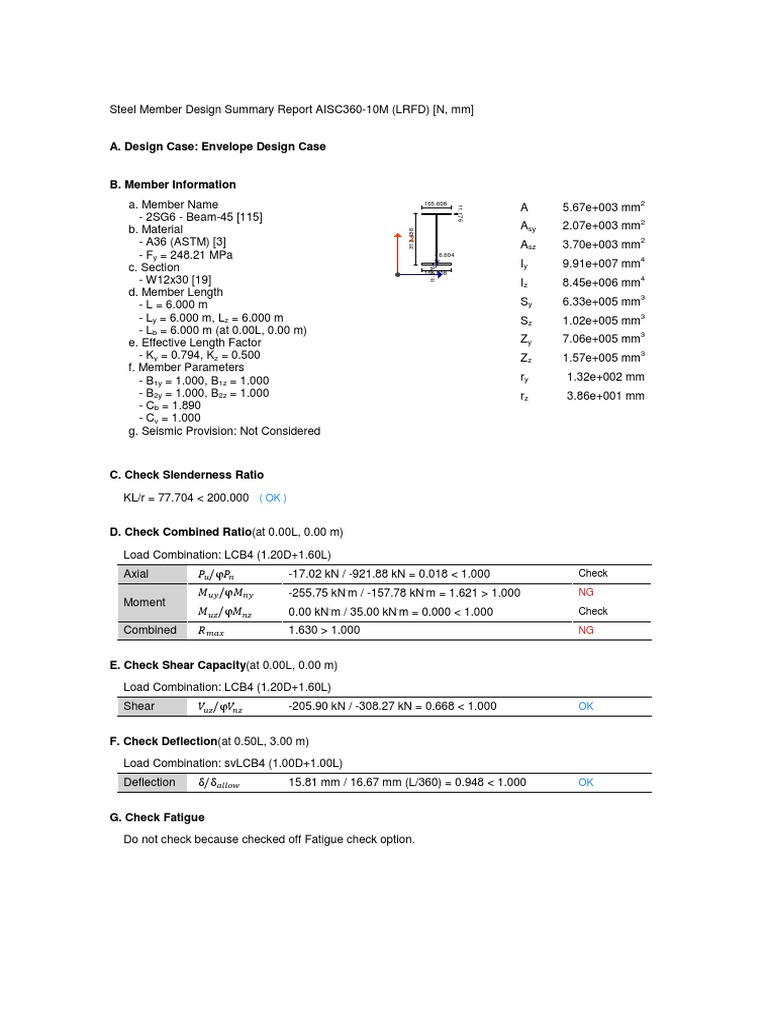 Sample Result Steel Design | PDF | Civil Engineering | Structural ...