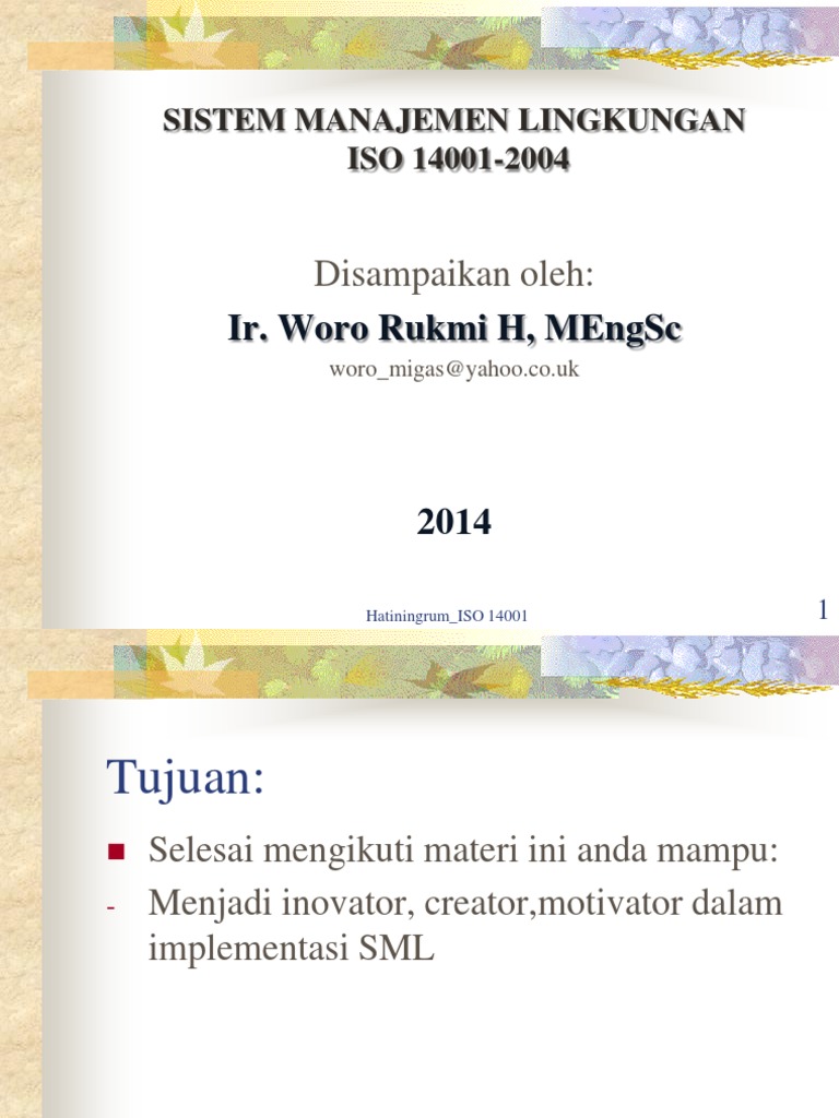 Iso - 14001-2004 Contoh Dokumen Sistem Manajemen Lingkungan PDF | PDF
