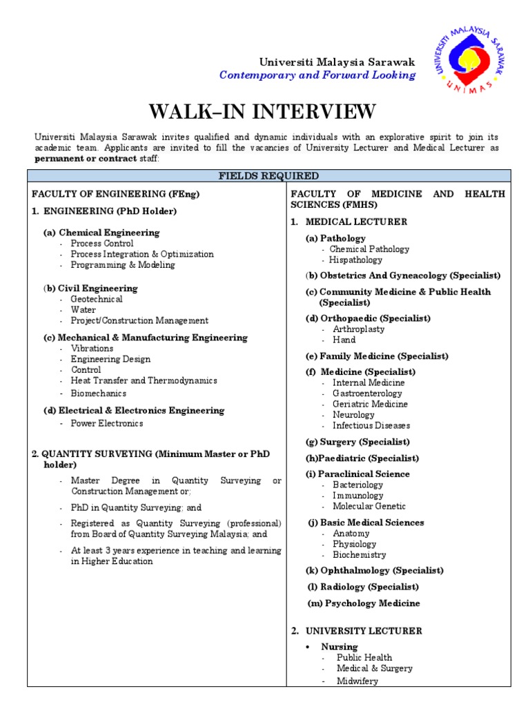 Walk in Interview Riverside | PDF | Lecturer | Academic Degree