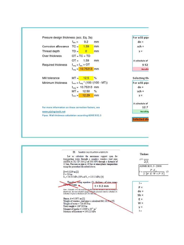 Pipe Wall Thickness Calculation: Selecting the Minimum Thickness for a ...