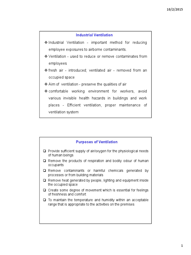Ventilation | PDF | Ventilation (Architecture) | Air Pollution