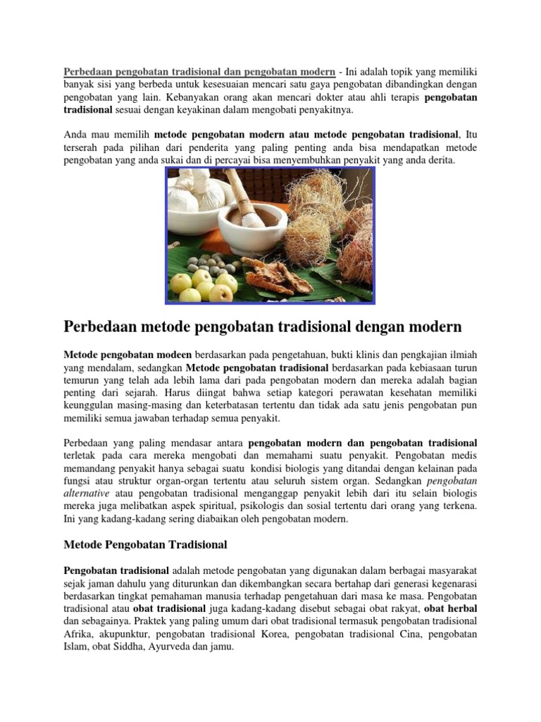 Perbedaan Pengobatan Tradisional Dan Pengobatan Modern | PDF