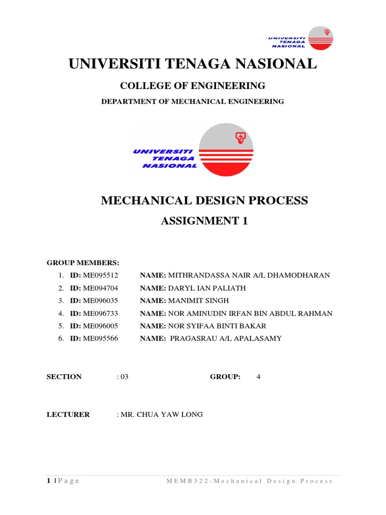 Universiti Tenaga Nasional: Mechanical Design Process | PDF | Fast Food ...