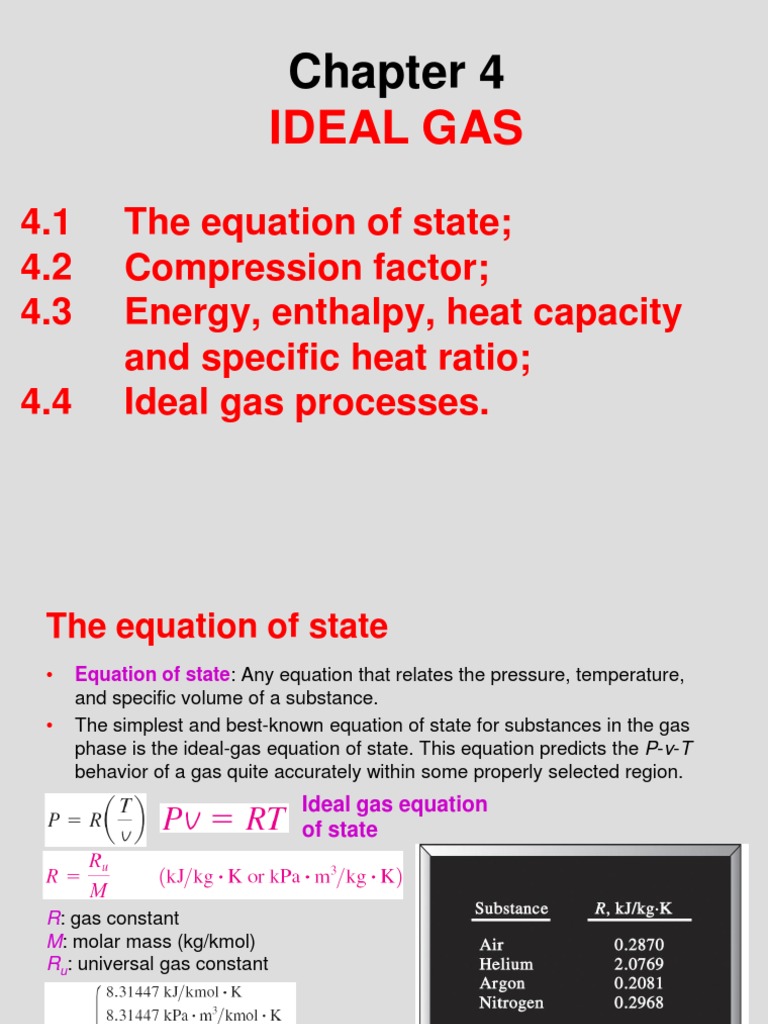 Thermo Chapter - 4 - Lecture PDF | PDF | Gases | Enthalpy