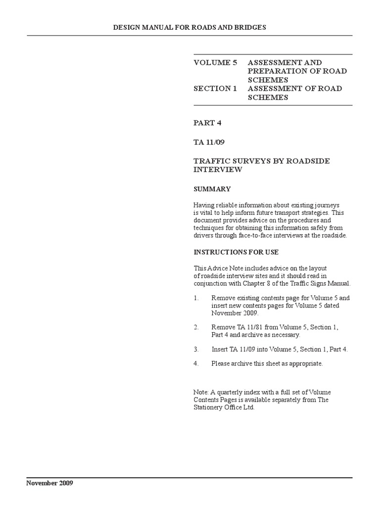 Roadside Traffic Survey Guide | PDF | Controlled Access Highway | Traffic