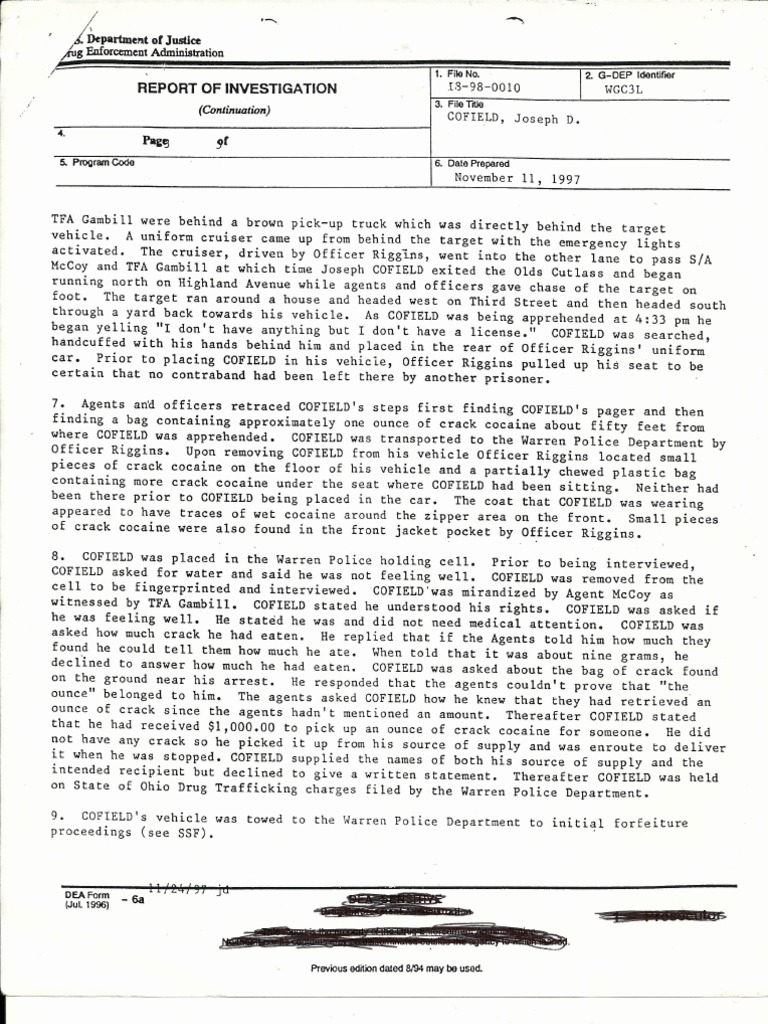 Joseph Darin Cofield | PDF | Law Enforcement | Crime & Violence