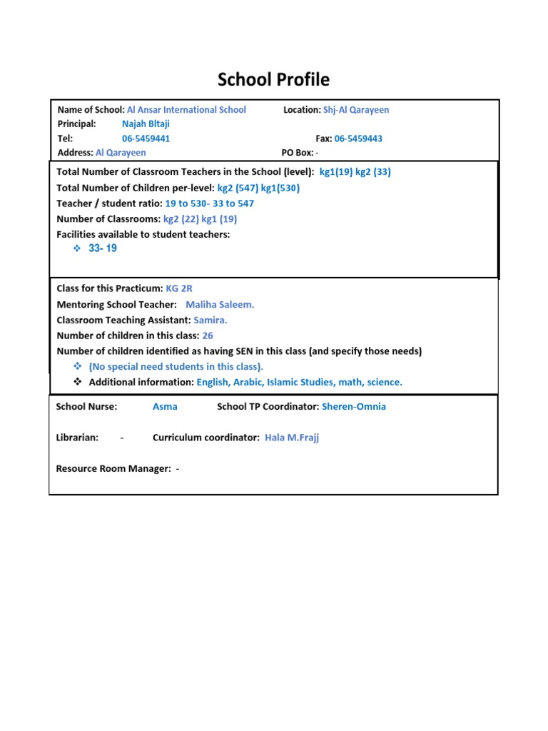 School Profile | PDF | Teaching | Teachers