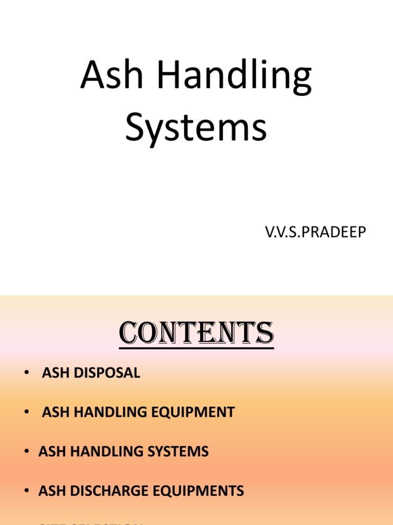 Ash Handling Systems: V.V.S.Pradeep | PDF | Volcanic Ash | Furnace