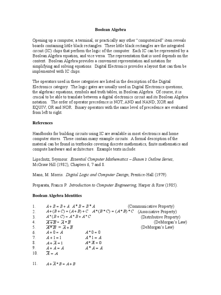 Boolean Algebra | PDF | Digital Electronics | Boolean Algebra